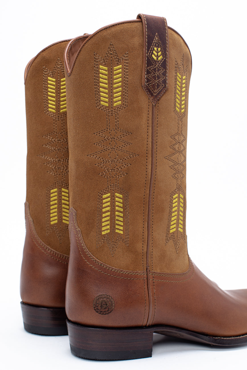 Mens Apache Cognac - Cowboy Boots Geometric Stitch - Ranch Road Boots™